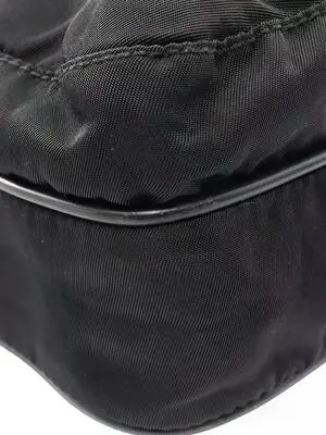 Prada 2013-2026 Saffiano Trimmed Tessuto Zip Top Crossbody Bag - Black