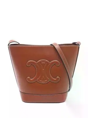 Celine 2000-2026 Small Calfskin Cuir Triomphe Bucket Bag - Brown