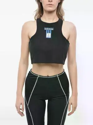 Adidas Logo-patch Ribbed Tank Top - Black