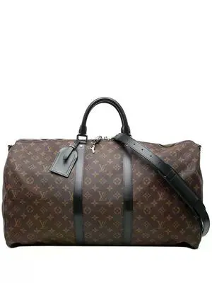 LOUIS VUITTON 2021-2026 Monogram Macassar Keepall Bandouliere 55 Travel Bag - Brown