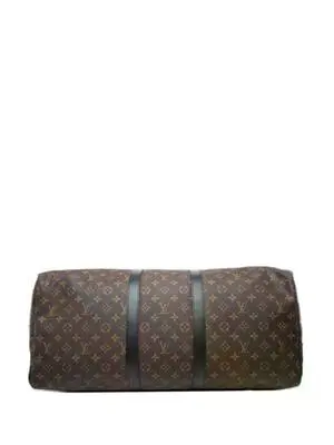 LOUIS VUITTON Monogram Macassar Keepall Bandouliere 55 Travel Bag - Brown