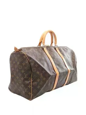 LOUIS VUITTON Monogram Keepall 50 Travel Bag - Brown