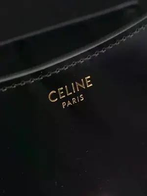 Celine Shiny Calfskin Lola Satchel - Black