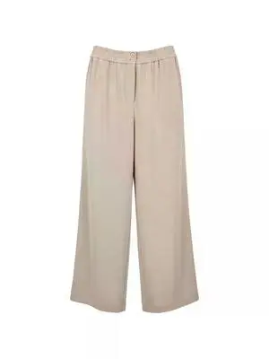 Black Label Wide-leg Trousers With Elasticated Waistband - Neutrals