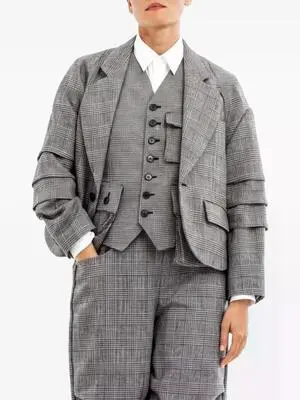 Comme Des Garçons Check Tiered-sleeve Jacket - Black