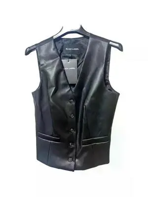 Black Label Button-up Leather Waistcoat