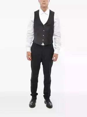 Corneliani Single-breasted Martingale Waistcoat - Black