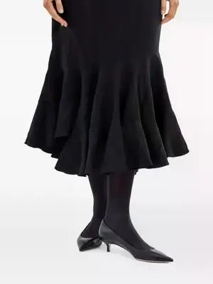 Comme Des Garçons Ruffled Flared Midi Skirt - Black