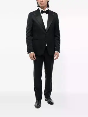Corneliani Jacquard Satin-lapel Blazer - Black