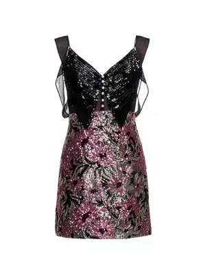 SELF-PORTRAIT Sequin-embellished Mini Dress - Black