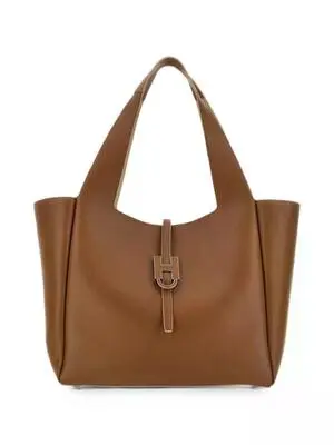 Hogan Trend Logo-plaque Leather Tote Bag - Brown