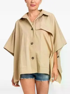 TWINSET Trench-style Gabardine Poncho - Neutrals