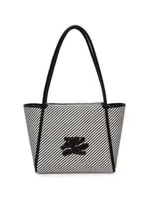 Karl Lagerfeld Diagonal-stripe Monogram-patch Tote Bag