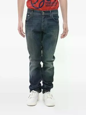 Corneliani Contrasting-stitch Five-pocket Regular-fit Denim Jeans - Blue