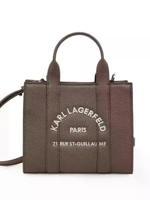 Karl Lagerfeld Logo-embroidered Pebbled Tote Bag - Brown