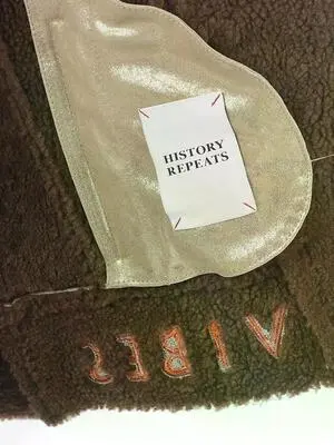 History Repeats Embroidered Zip-up Shearling Jacket