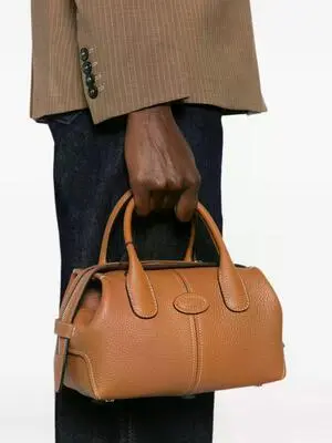 TOD'S Mini Logo-patch Pebbled Tote Bag