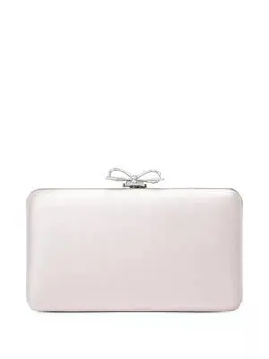 SELF-PORTRAIT Satin Clutch With Embellished Bow Detail - Pink