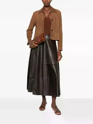 ARMA Suede Button-front Jacket - Brown