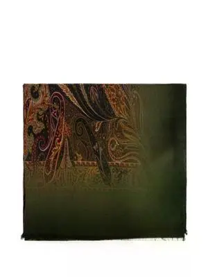 Etro Paisley-print Fringed Scarf - Green