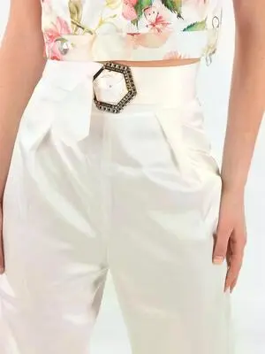 Philipp Plein Buckle-fastening Palazzo Pants - White