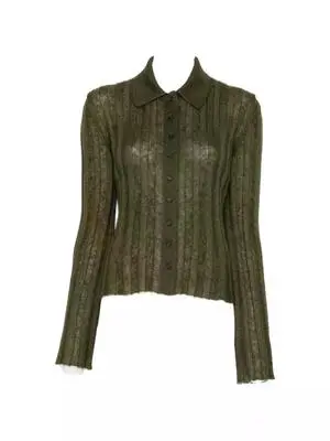 Khaite Ribbed-knit Cardigan - Green