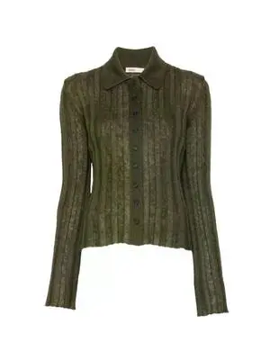 Khaite Ribbed Knit Cardigan - Green