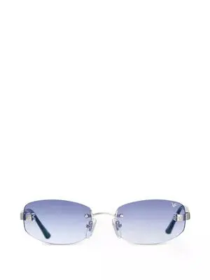 VINTAGE FRAMES COMPANY Ibiza Rimless Oval Sunglasses - Silver
