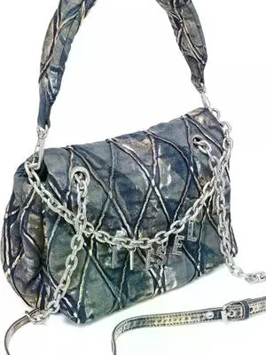 DIESEL® Quilted Metallic-foil Shoulder Bag - Blue