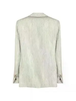 KILTIE Double-breasted Striped Linen Blazer