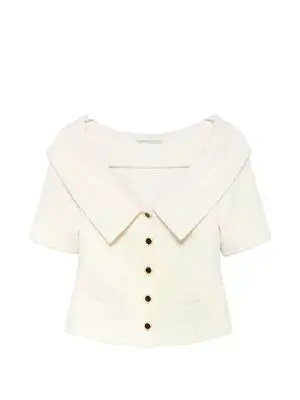 Alessandra Rich Off-shoulder Button-up Jacket - Neutrals