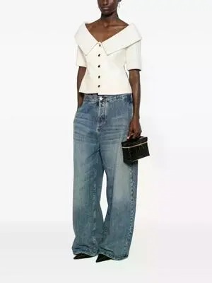 Alessandra Rich Off-shoulder Button-up Jacket