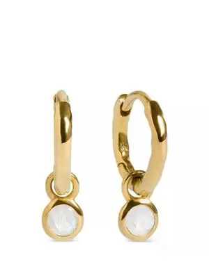Monica Vinader Tone Hammered Hoop Earrings With Moonstone Pendant - Gold