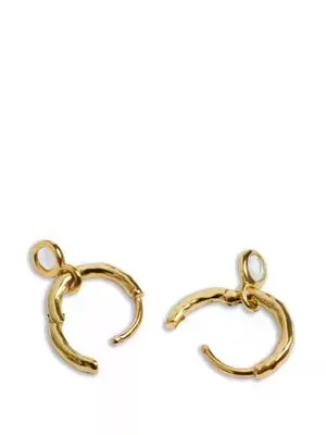Monica Vinader Tone Hammered Hoop Earrings With Moonstone Pendant