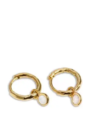 Monica Vinader Tone Hammered Hoop Earrings With Moonstone Pendant