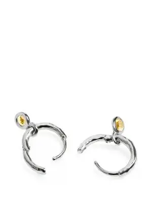 Monica Vinader Citrine Pendant Hoop Earrings In Sterling