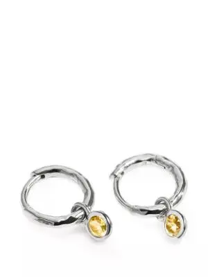 Monica Vinader Citrine Pendant Hoop Earrings In Sterling