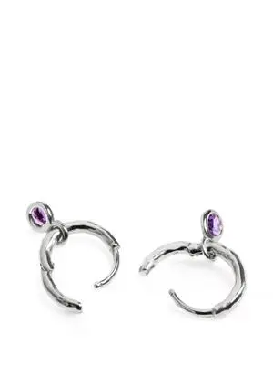 Monica Vinader Gemstone Pendant Hoop Earrings With Amethyst