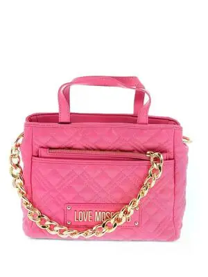 Moschino Quilted Logo-plaque Tote Bag - Pink