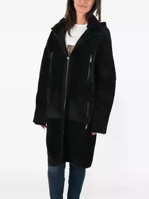 DIESEL® Hooded Zip-up Leather Coat