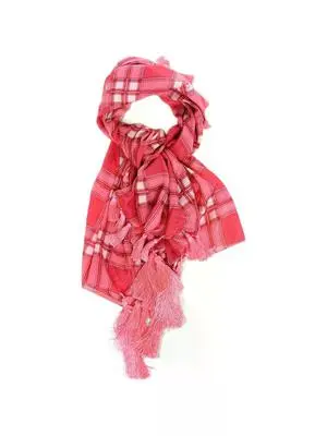 Dsquared2 Checked-pattern Tassel-trim Scarf - Pink