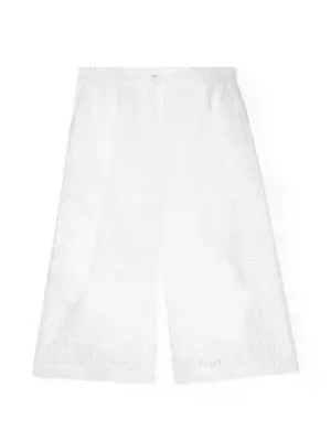 OTTOD'AME Off- Broderie Anglaise Cropped Trousers - White