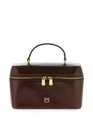 Pinko Love Birds Leather Tote Bag - Brown
