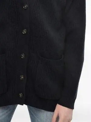 PAOLO PECORA V-neck Ribbed Knit Cardigan