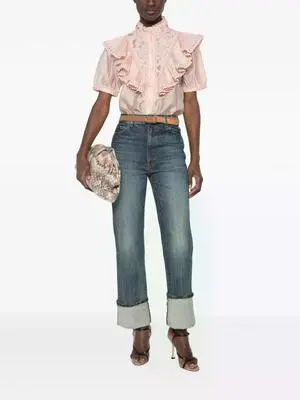 PAPER LACE Ruffled Lace-trim Shirt