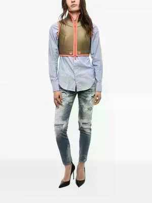 Dsquared2 Cropped Sleeveless Gilet With Contrasting Trims