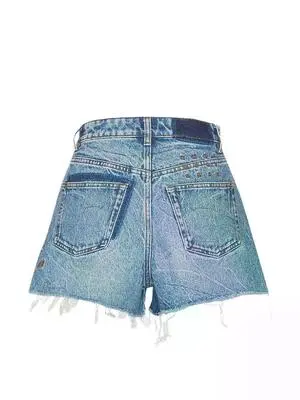 Ksubi Kut Off Frayed Denim Mini Shorts - Blue