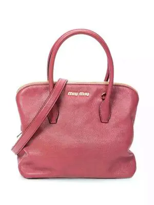 Miu Miu Madras Leather Tote Bag - Pink
