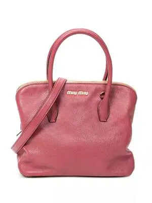 Miu Miu Madras Leather Tote Bag - Pink