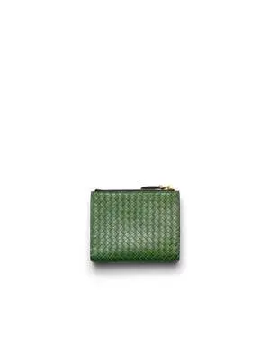 Prada Small Woven Madras Leather Wallet